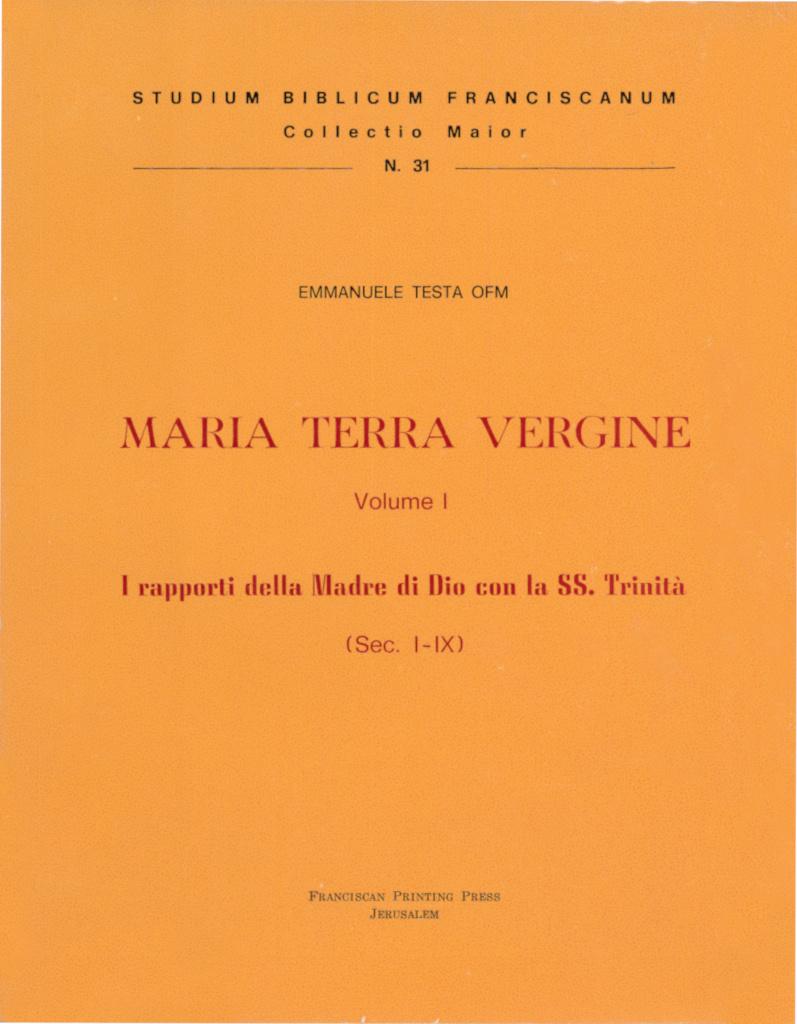 Testa, Maria Terra Vergine, Vol. I (Collectio Maior 31a) | Studium ...